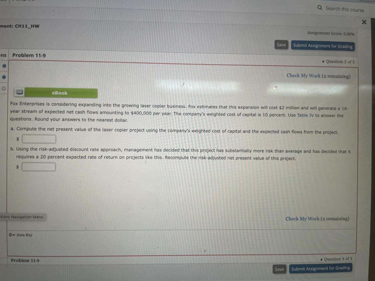 Solved Assignment Score: 0.00% Problem 11-9 | Chegg.com