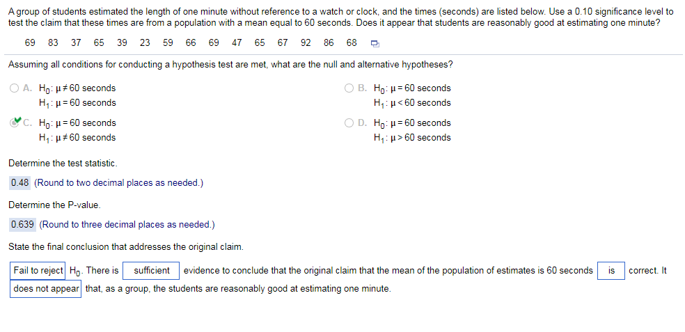 Solved Fail to reject / reject sufficient / not | Chegg.com