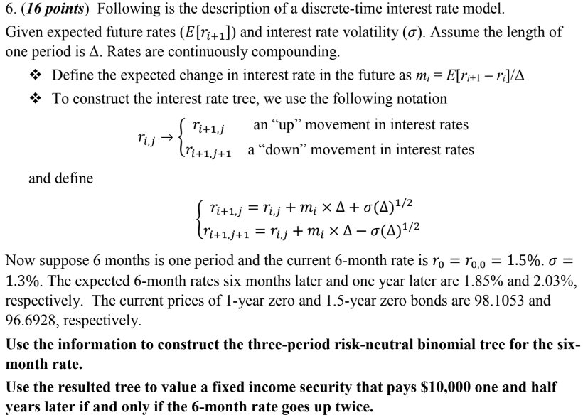 6. (16 points) Following is the description of a | Chegg.com