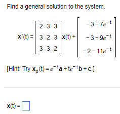 Solved Find a general solution to the | Chegg.com