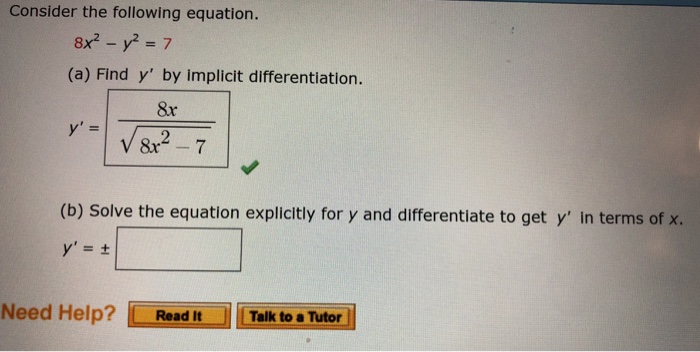Solved Consider The Following Equation A Find Y By