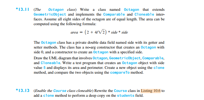 Solved 1311 The Octagon Class Write A Class Named 