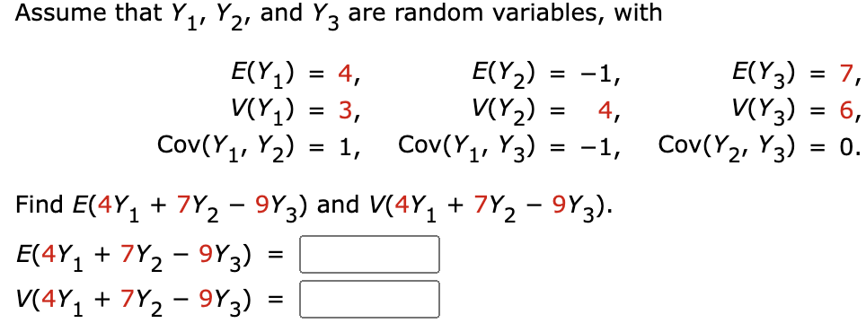Solved Assume that Y1,Y2, and Y3 are random variables, with | Chegg.com