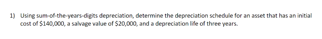 Solved 1) Using sum-of-the-years-digits depreciation, | Chegg.com
