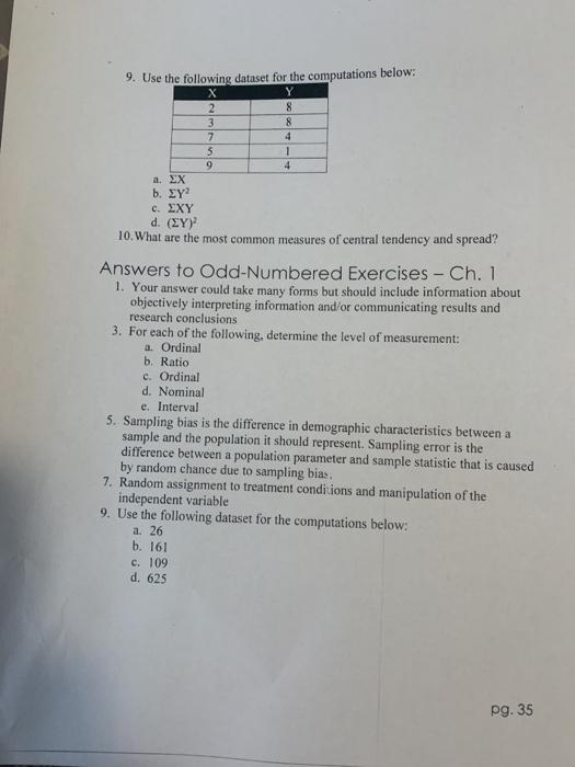 Solved 9. Use the following dataset for the computations | Chegg.com