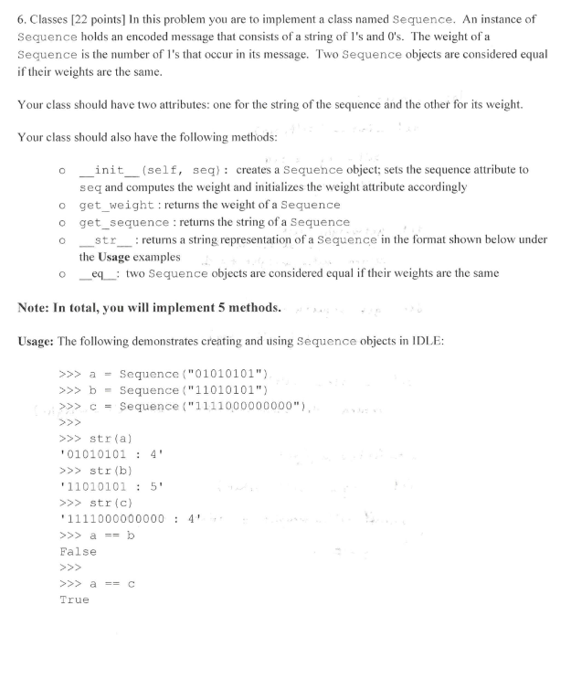 Solved 6. Classes [22 points] ln this problem you are to | Chegg.com