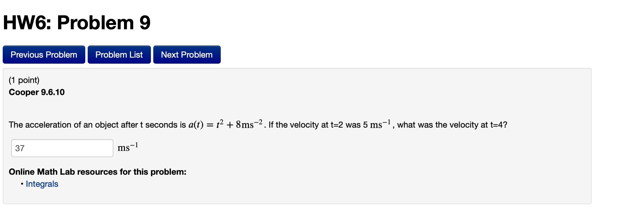 Solved HW6: Problem 9 Previous Problem Problem List Next | Chegg.com