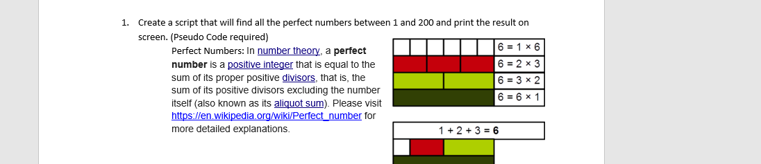 Solved 1. Create a script that will find all the perfect | Chegg.com