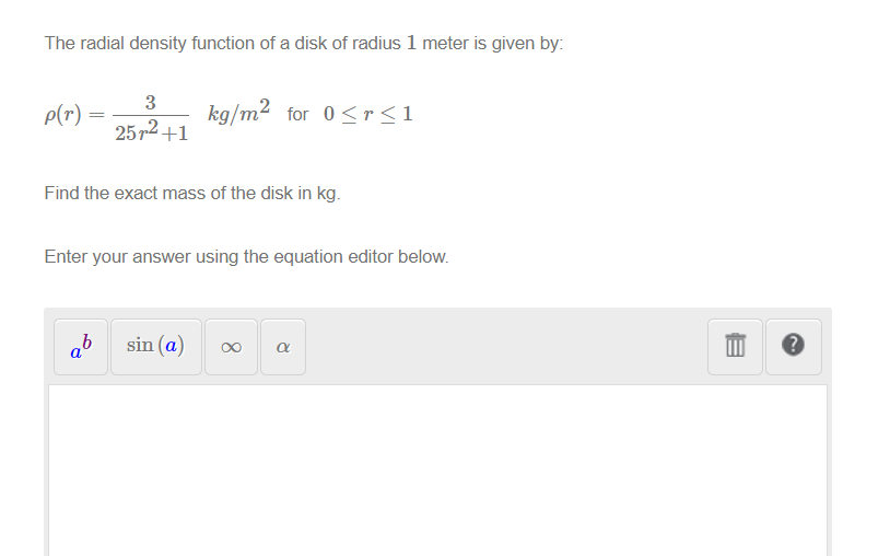 Solved The radial density function of a disk of radius 1 | Chegg.com