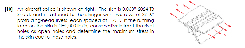 Solved [10] An aircraft splice is shown at right. The skin | Chegg.com