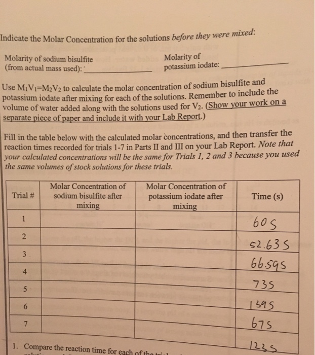 Solved DATA Part I: SOLUTION PREPARATION Part A. Write the | Chegg.com