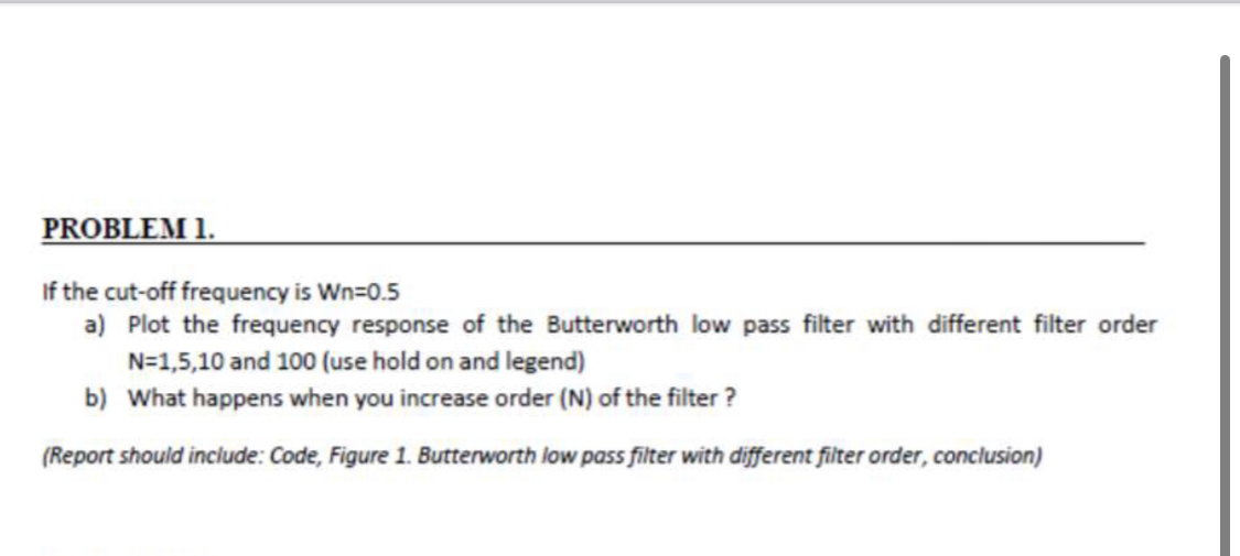 Solved If the cut-off frequency is Wn=0.5 a) Plot the | Chegg.com