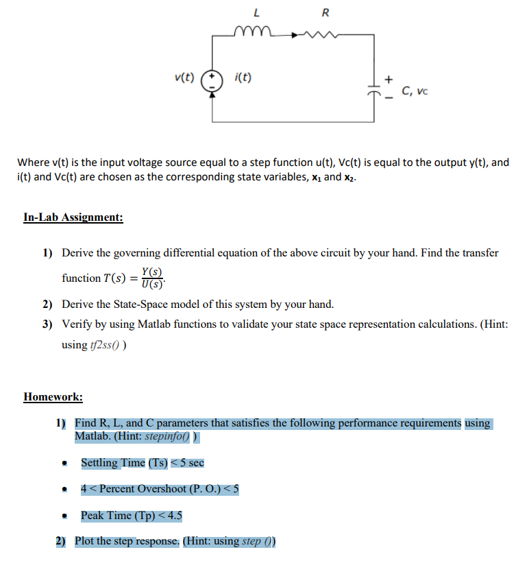 Solved Where v(t) is the input voltage source equal to a | Chegg.com