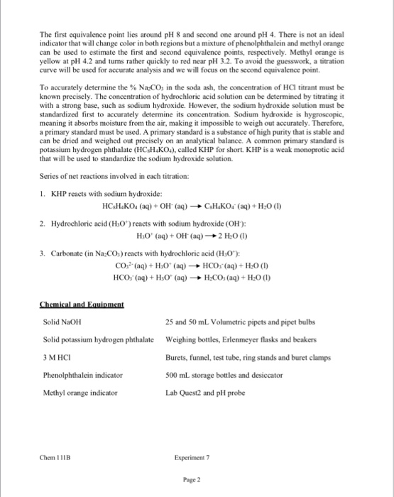 Chemistry 111B Experiment 07: Prelaboratory | Chegg.com