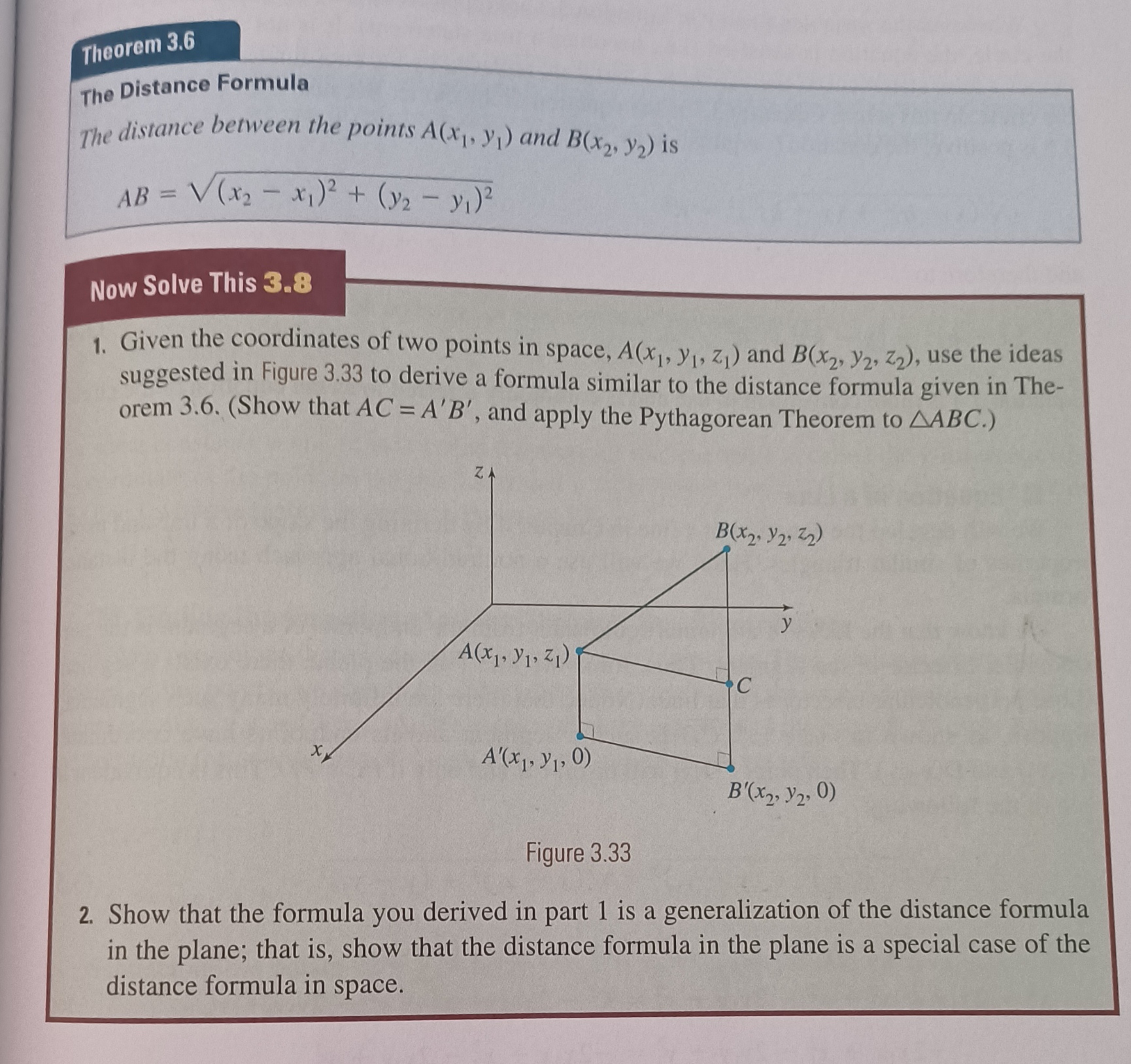 Solved The Distance Formula The distance between the points | Chegg.com