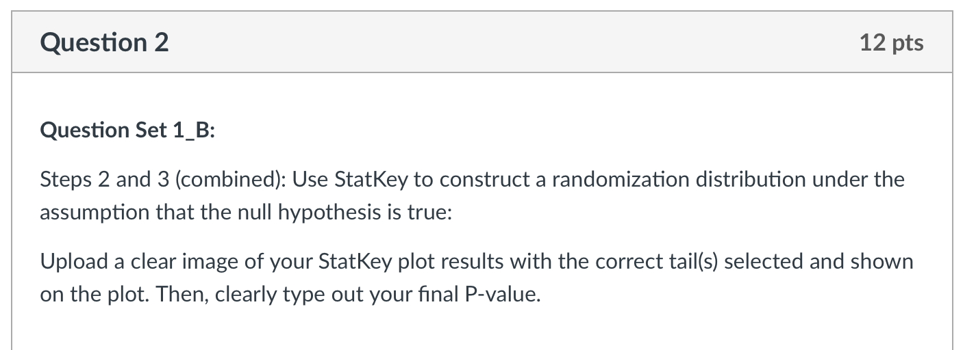 Solved Use Statkey To Construct A Randomization Distribution