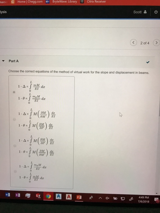 Solved KAssignment 7 b Beam Deflections using Virtual Work | Chegg.com