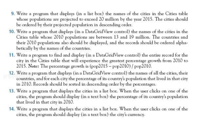 Solved 9. Write a program that displays (in a list box) the | Chegg.com