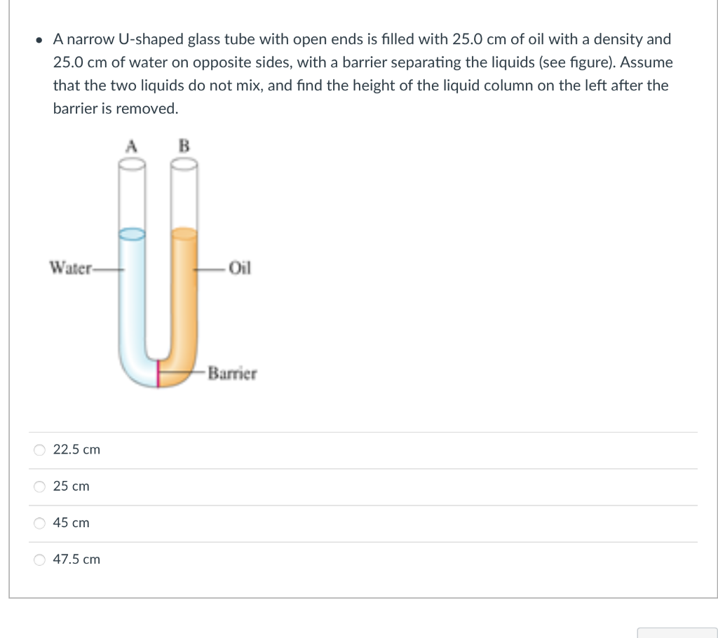 Solved - A narrow U-shaped glass tube with open ends is | Chegg.com