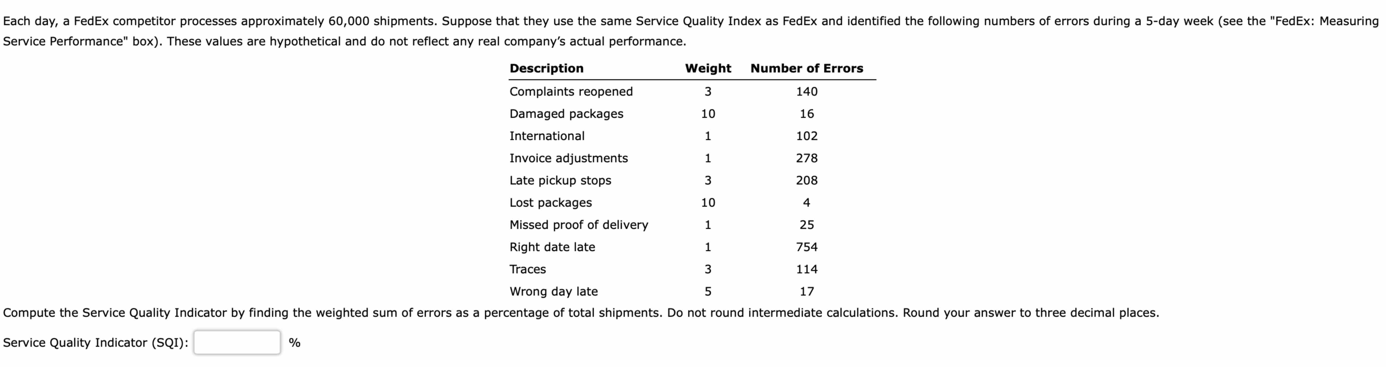 Solved Service Performance" box). ﻿These values are | Chegg.com
