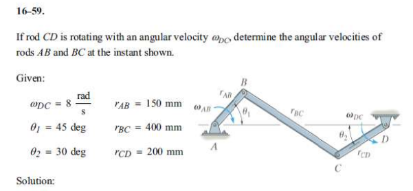 Solved 16-59. If rod CD is rotating with an angular velocity | Chegg.com
