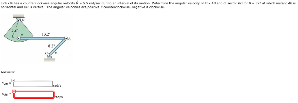 Solved Link OA has a counterclockwise angular velocity θ = | Chegg.com