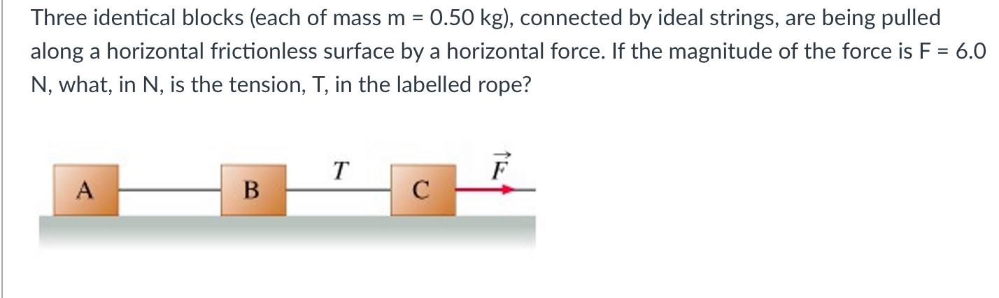 Solved Three identical blocks (each of mass m = 0.50 kg), | Chegg.com
