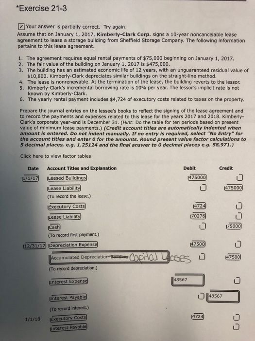 Solved Exercise 21-3 Your answer is partially correct. Try | Chegg.com