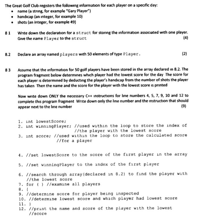 Solved The Great Golf Club registers the following | Chegg.com