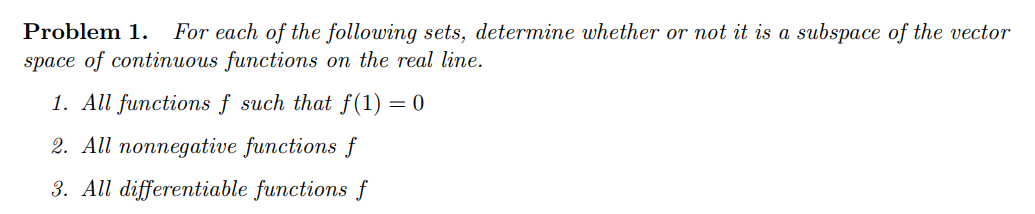 Solved Problem 1. For each of the following sets, determine | Chegg.com