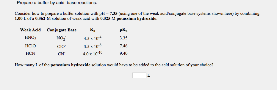 Solved Prepare a buffer by acid-base reactions. Consider how | Chegg.com
