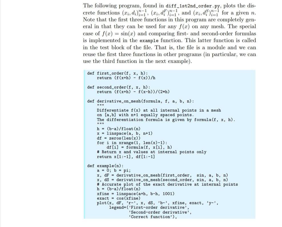 Solved The following program, found in diff_1st2nd_order.py, | Chegg.com