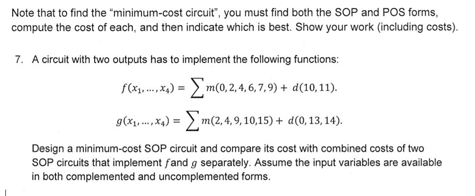 Solved Note that to find the “minimum-cost circuit”, you | Chegg.com