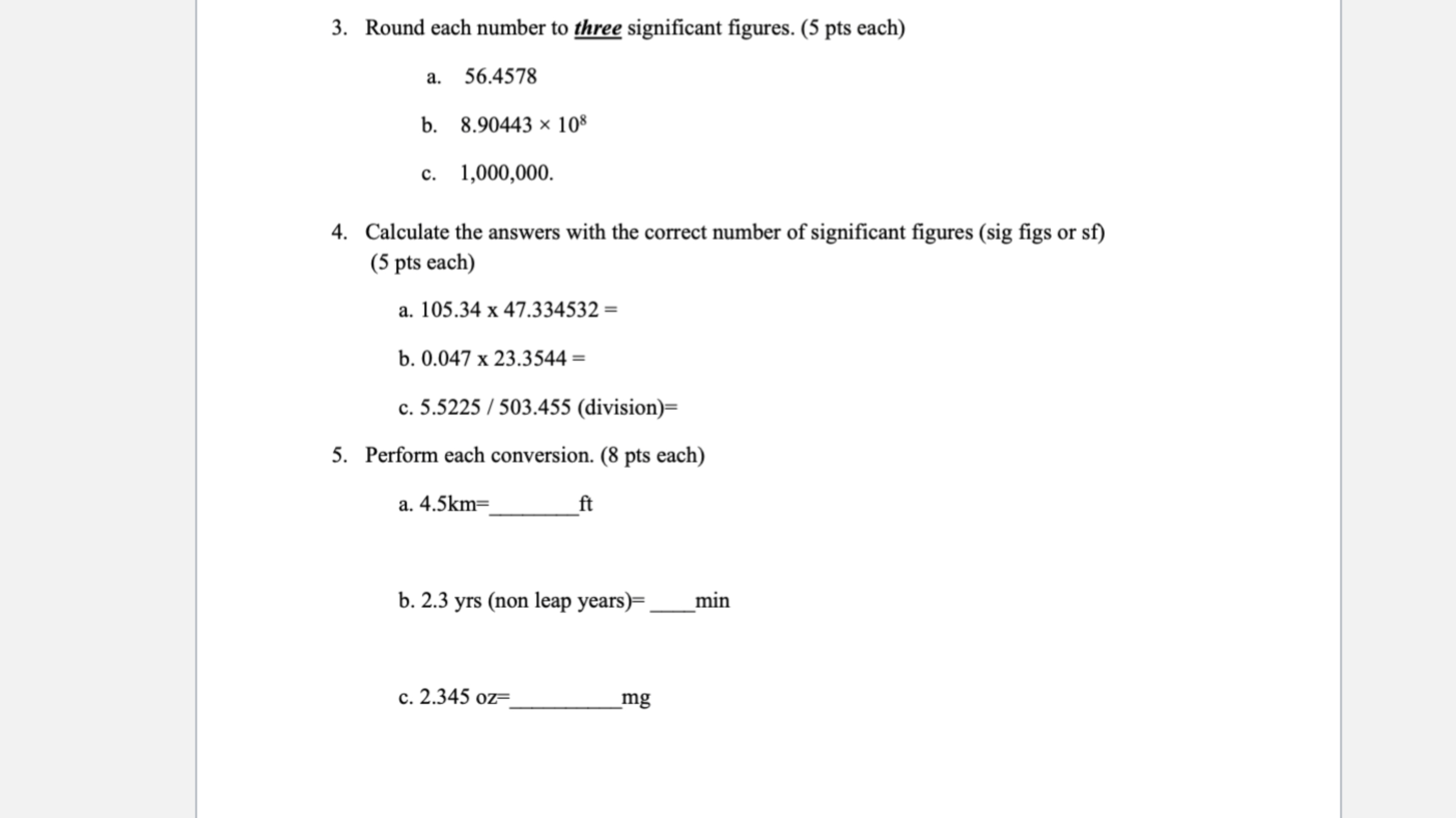 Solved Round each number to three significant figures. (5 | Chegg.com