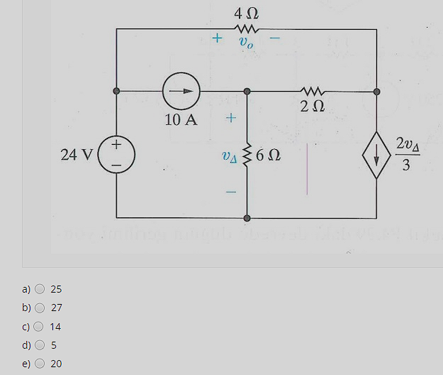 Solved a) 25 b) 27 c) 14 d) 5 e) 20 | Chegg.com