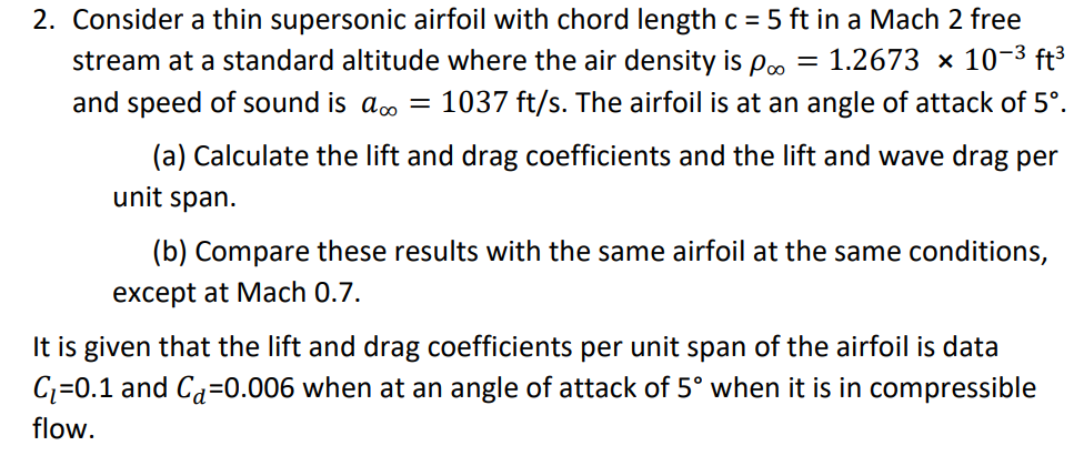 Solved Consider a thin supersonic airfoil with chord length | Chegg.com