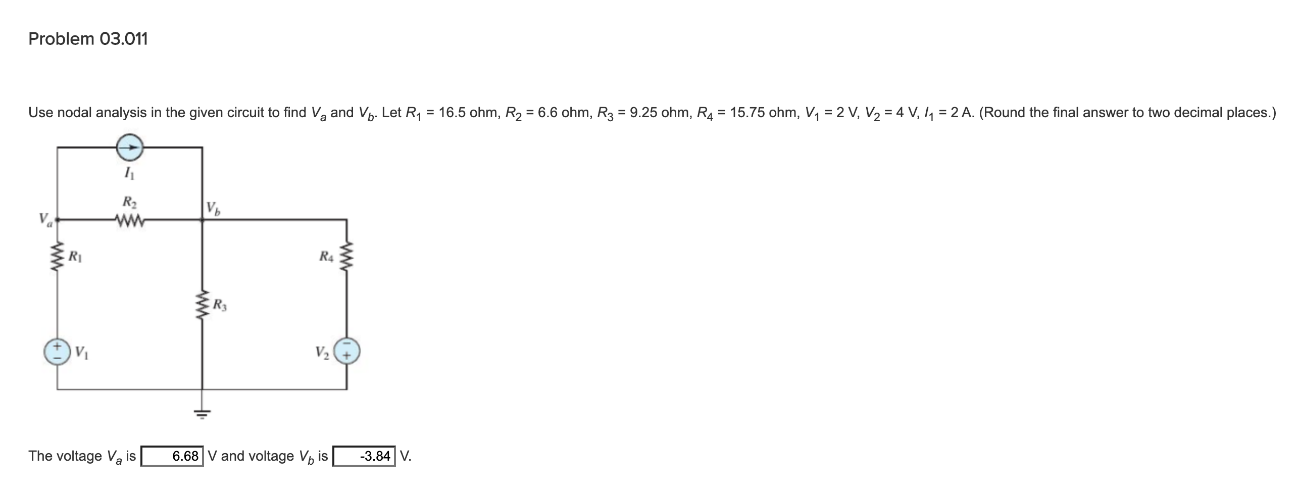 Solved Problem 03.011 Use nodal analysis in the given | Chegg.com