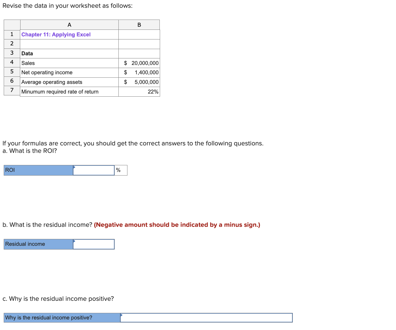 Solved Revise the data in your worksheet as follows: If your | Chegg.com