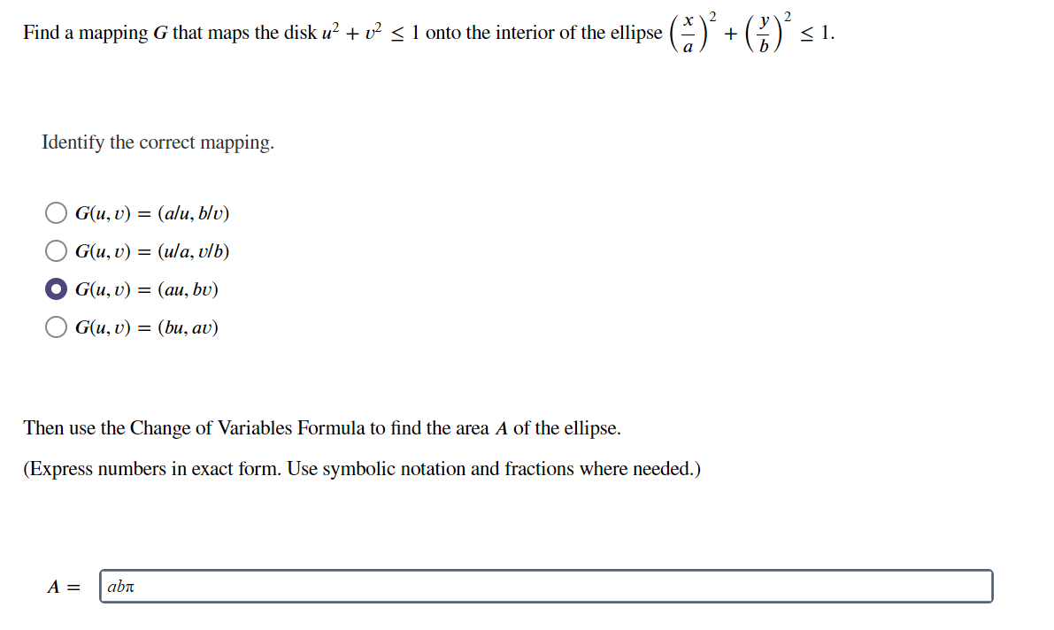Solved Find a mapping G that maps the disk u2+v2≤1 onto the | Chegg.com