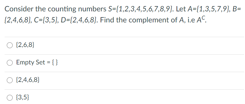 Solved Consider the counting numbers S={1,2,3,4,5,6,7,8,9}. | Chegg.com