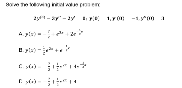 Solved Solve the following initial value | Chegg.com
