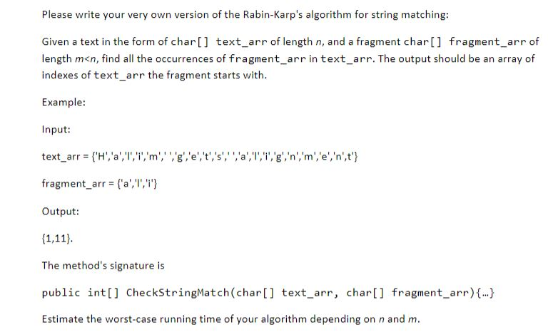 Please write your very own version of the | Chegg.com