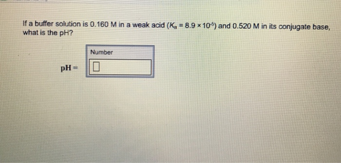 Solved If a buffer solution is 0.160 M in a weak acid (Ka | Chegg.com