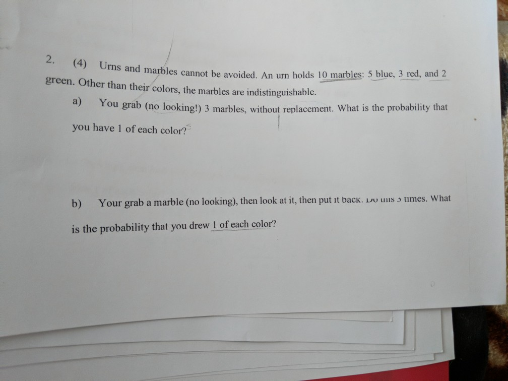 Solved you grab three marbles, without replacement. What is | Chegg.com