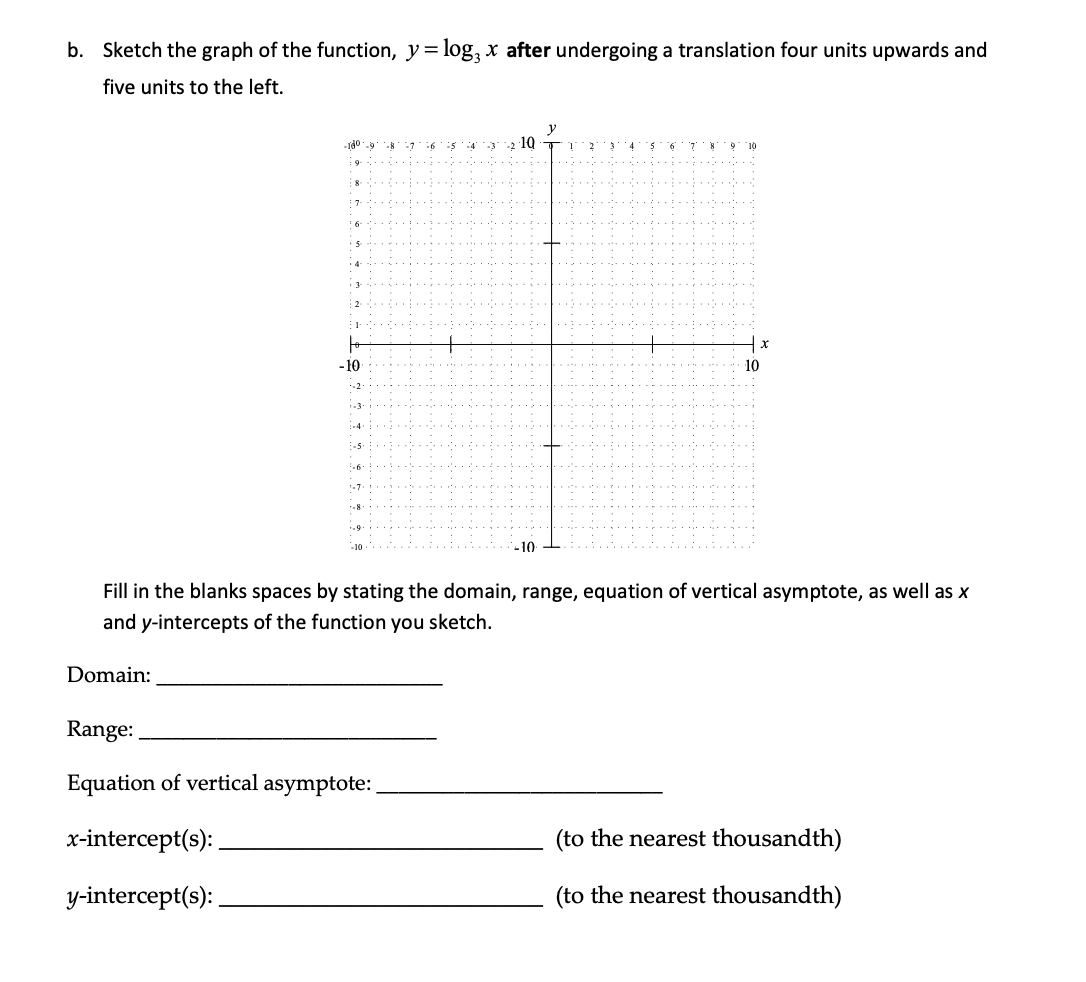 Solved b. Sketch the graph of the function, y = log2 x after | Chegg.com