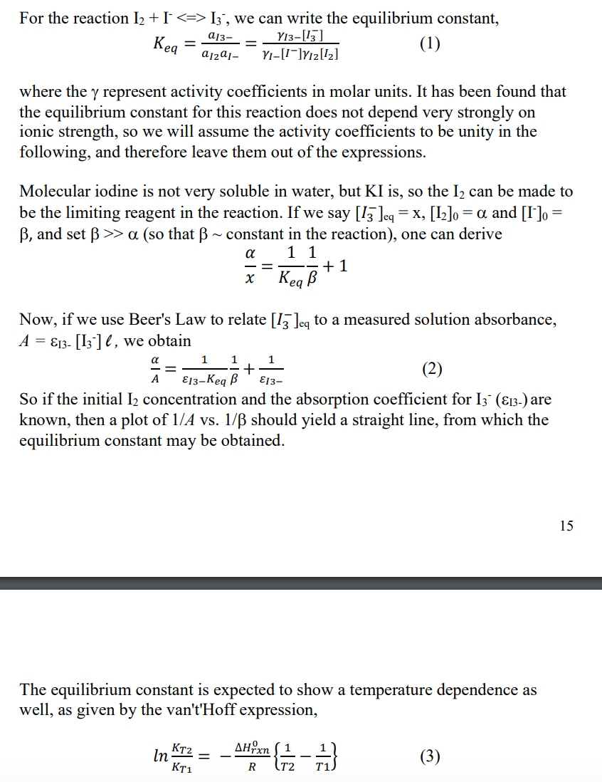 Solved Derive equation 2 ﻿from equation 1. ﻿For the reaction | Chegg.com
