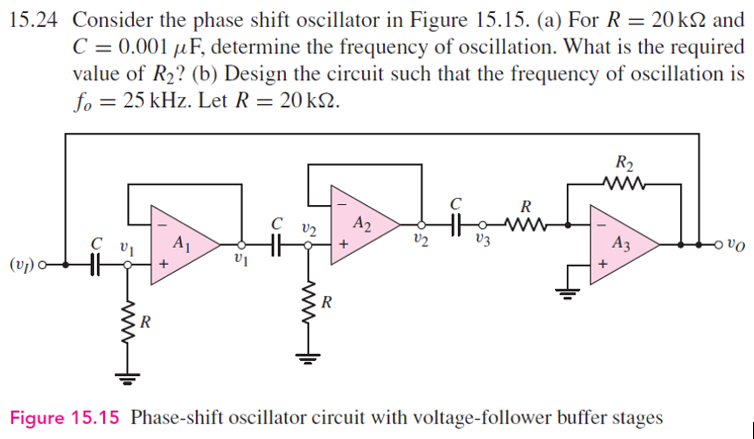 Solved 15.24 Consider the phase shift oscillator in Figure | Chegg.com