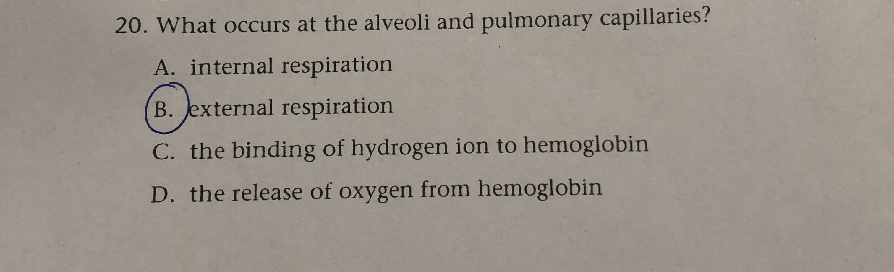 Solved What occurs at the alveoli and pulmonary | Chegg.com
