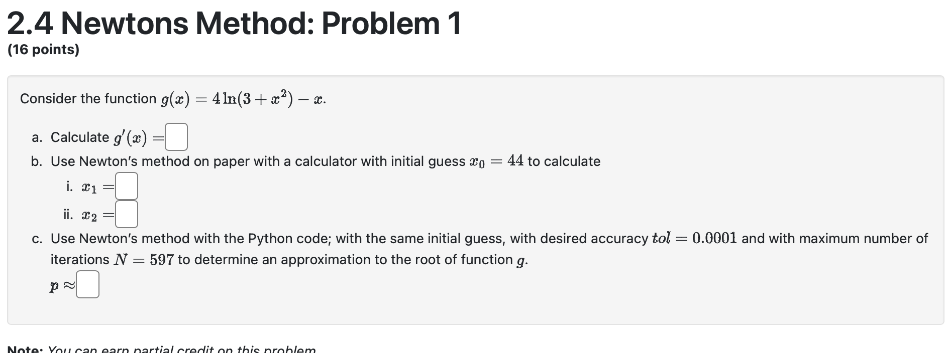 Solved 2 4 Newtons Method Problem 1 16 Points Consider