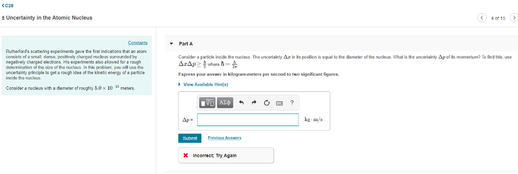 Solved Consider a particle inside the nucleus. The | Chegg.com